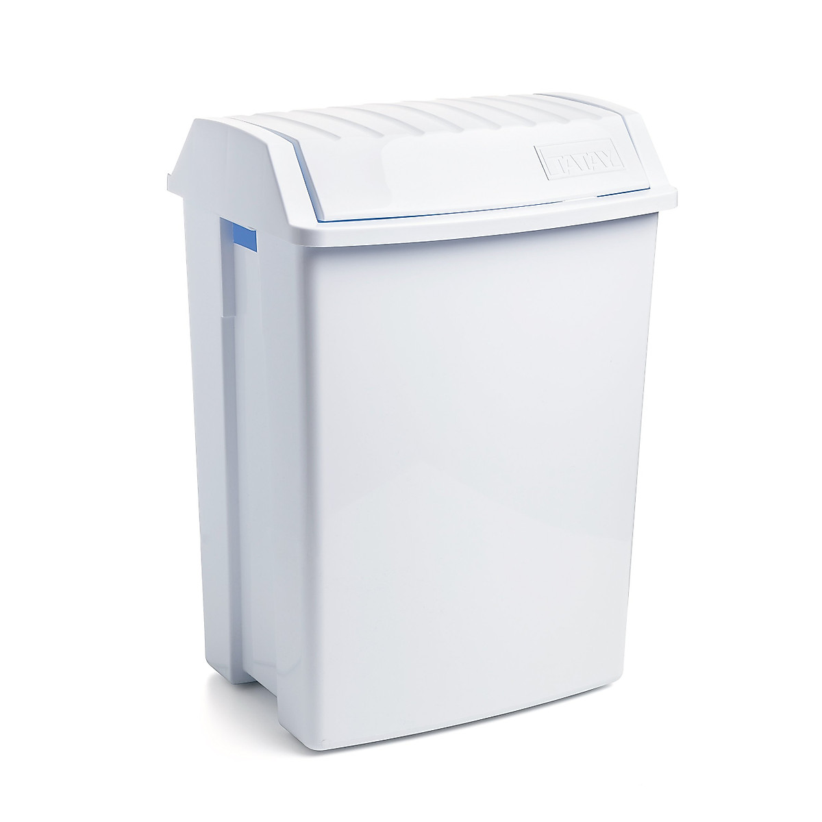 TATAY Trash Bin with Swinging Flap, 49 L, Polypropylene, White, One Size