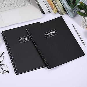 2023-2024 Monthly Planner/Calendar - 18-Month Planner with Tabs & Pocket, July 2023 - December 2024, Contacts and Passwords, 8.5" x 11", Thick Paper, Twin-Wire Binding - Black