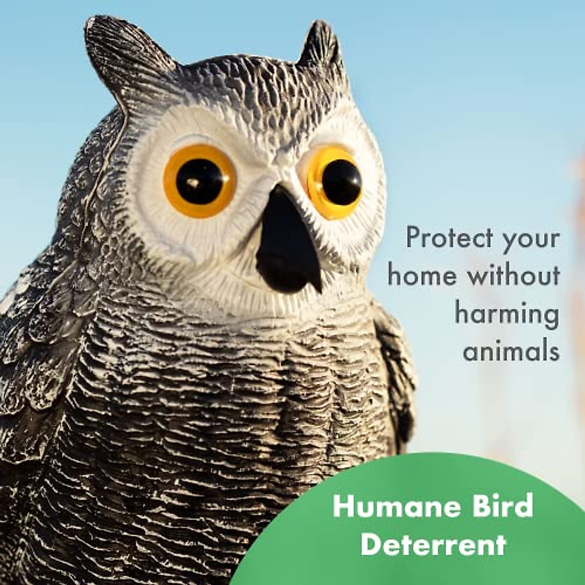Fake Owl Decoy and Bird Deterrent - Plastic Owls to Scare Birds Away - Effective Bird Deterrent Devices as Scarecrow for Garden - Bird Repellent Devices Outdoor. Keep Birds Away!