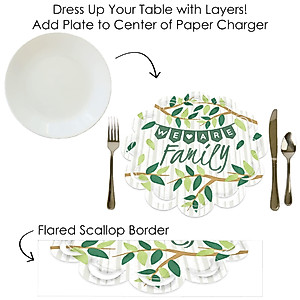 Big Dot of Happiness Family Tree Reunion - Family Gathering Party Round Table Decorations - Paper Chargers - Place Setting For 12