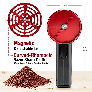 2.5" Large Electric Grinder Herb Grinder, Auto Spice Grinder with Auto Dispensing (Black Red)