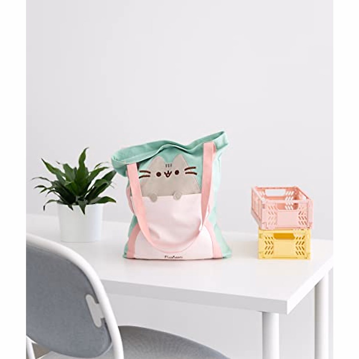 Official Pusheen Premium Cotton Tote Bag - Cotton Shopping Bag - 14x16x2 inches - Canvas Bag - Cotton Bag - Gift Bag - Pusheen Gifts - Cute Tote Bag - Pusheen Merchandise