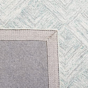 Safavieh Abstract Collection 3' x 5' Grey/Turquoise ABT428F Handmade Wool Area Rug