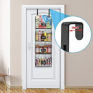 Over The Cabinet Door Organizer 4 Pack, Over Door Storage Basket with Name Plate Hooks for Cutting Board Foils Cookie Sheet, Grid Storage Bin Basket Holder Rack for Kitchen Pantry Bathroom