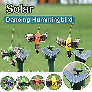 Hummingbird Solar Garden Dancing Decor Hummingbird Solar/Battery Powered Decoration & Hangs Large Glass Vases Floor Standing (A, One Size)