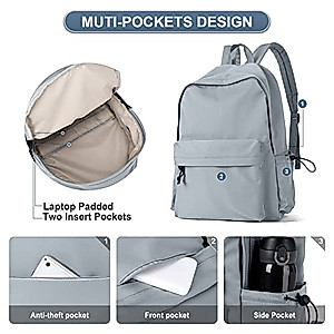 PAUBACK Blue School Backpack for Girls Water Resistant High School Book Bag Simple Backpack for Teens Boys Girls, Lightweight Simple Middle School Back Pack Daypack
