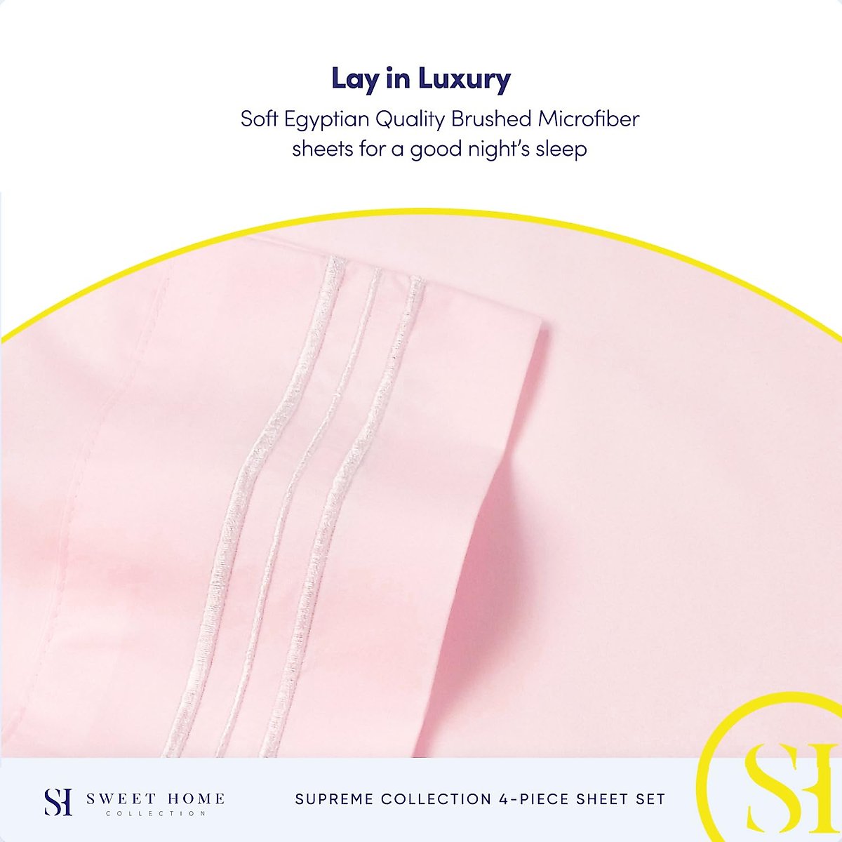 1800 Thread Count Sheet Set – Soft Egyptian Quality Brushed Microfiber Sheets – Luxury Bedding Set with Flat Sheet, Fitted Sheet, Pillow Cases, Full, Pale Pink, Sheet Set