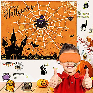 Halloween Party Games Pin The Spider on The Web Game Reusable Pin Game Spider Web Halloween Party Favor Supplies for Kids Girls Boys