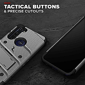 ZIZO Bolt Series for Moto G Stylus (2020) Case with Screen Protector Kickstand Holster Lanyard - Gun Metal Gray & Black