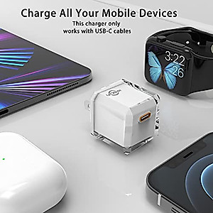 USB C Charger 20W PD 3.0 Durable Compact Fast Charger Compat with iPhone 14/14 Pro/14 Pro Max/13/13 Mini/13 Pro/13 Pro Max/12/12 Mini, Galaxy/Pixel 4/3, iPad Pro/Air iPad Mini, No Cable, White