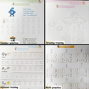 Tiynum 4 Pack Magic Practice Copybook for Kids,Handwriting Practice for Kids,Children Magic Copybook,Reusable Copybook Preschool for Kids Age 3-8 ​Calligraphy