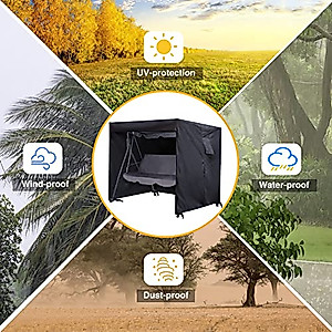 RedSwing Outdoor Patio Swing Cover 3 Seater Waterproof&Sunshade, 3 Triple Seater Hammock Swing Glider Canopy Cover for Garden, Black