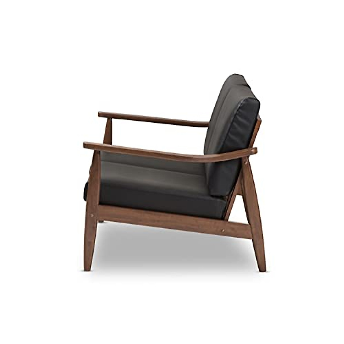 Baxton Studio Venza Faux Leather Loveseat in Black and Walnut Brown