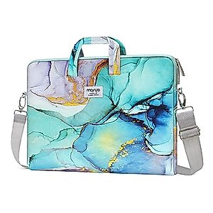 MOSISO Laptop Shoulder Bag Compatible with MacBook Air 15 inch M3 A3114 M2 A2941 2025 2023 2024 / Pro 16 2025-2019 M4 M3 M2 M1,15-15.6 inch,Carrying Briefcase Sleeve with Belt Marble MO-MBH189