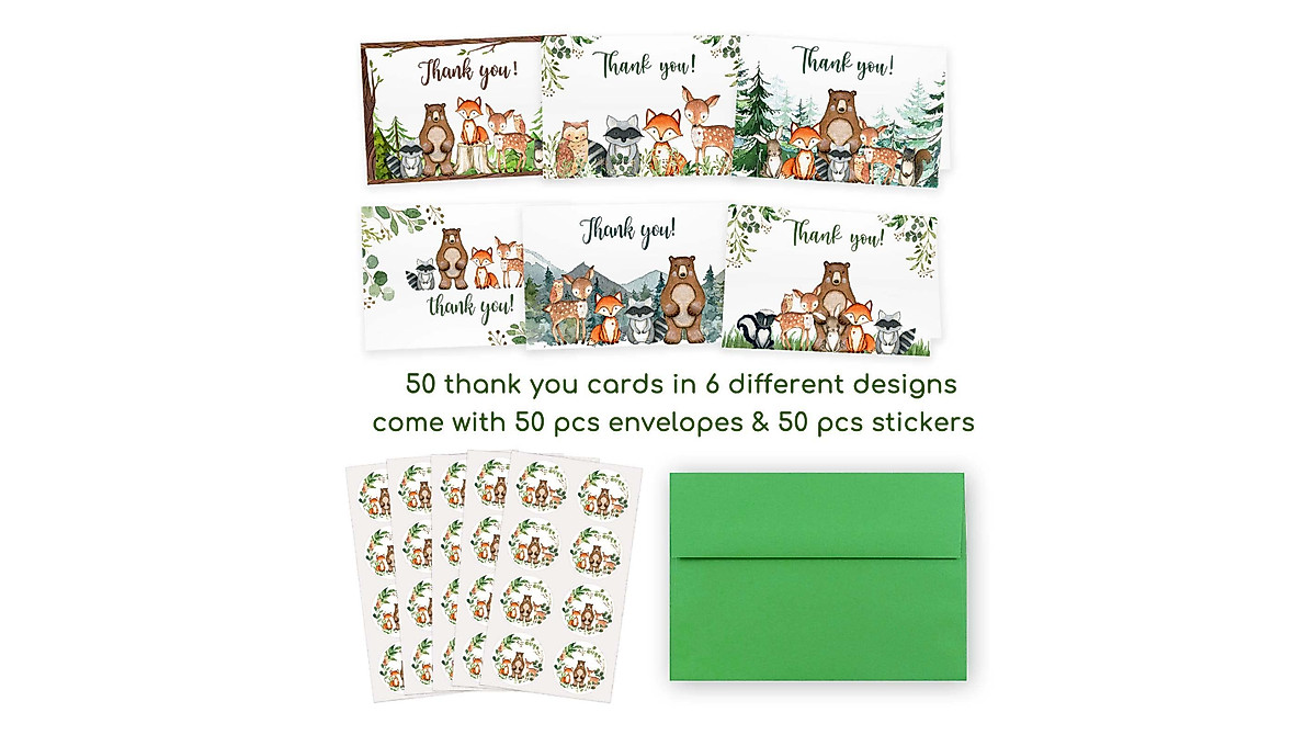 Woodland Thank You Cards - Forest Animal Theme