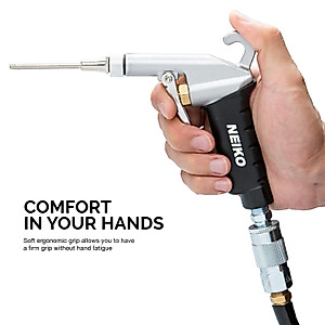 NEIKO 31121A High Flow Air Blow Gun | 3 Pc Pneumatic Air Nozzle | Dust Gun | Air Gun Compressor Accessories | ¼”