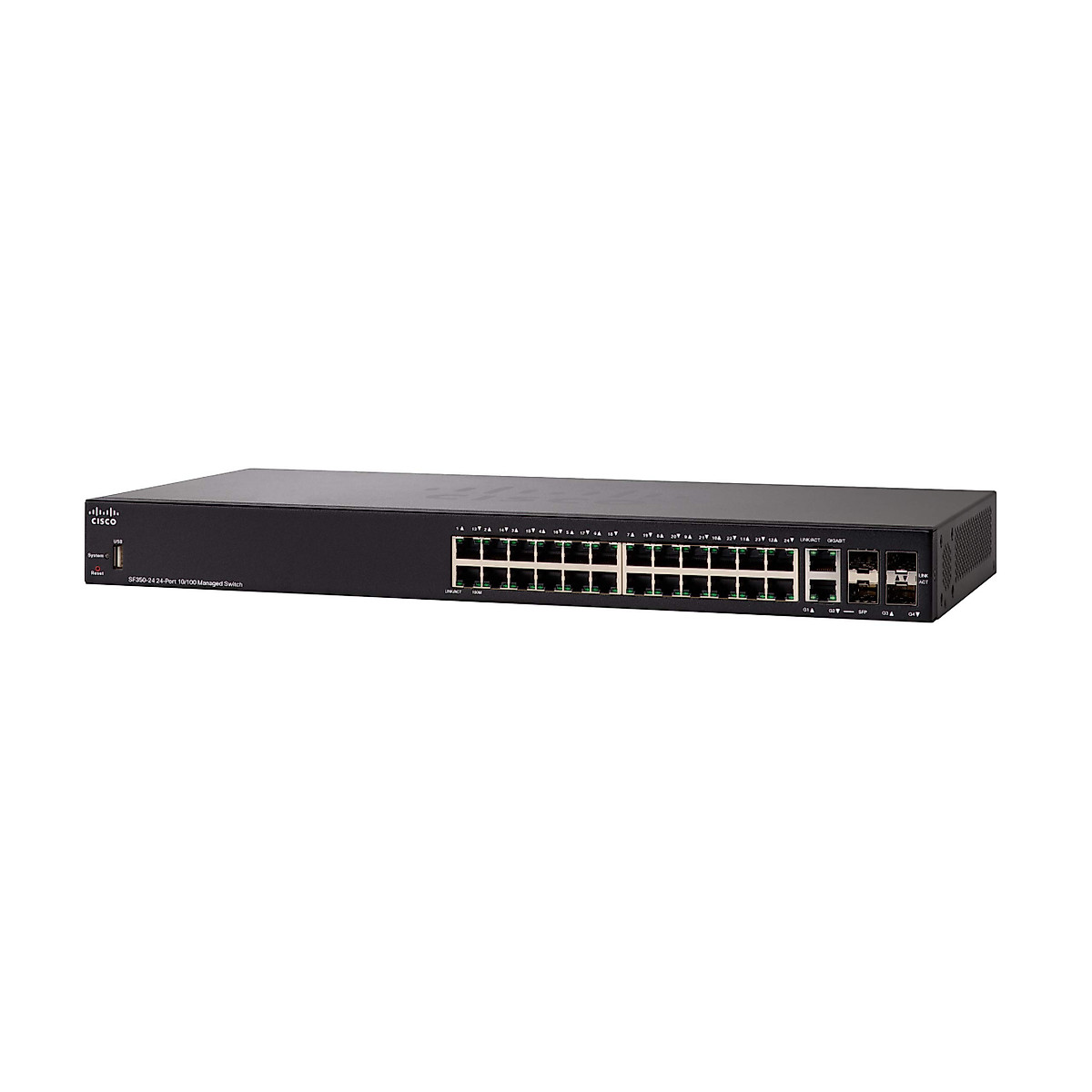 Cisco SF350-24 Managed Switch | 24 10/100 Ports | 4 Gigabit Ethernet (GbE) Combo SFP | Limited Lifetime Protection (SF350-24-K9-NA)