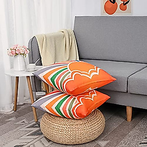 VERTKREA Modern Pillow Covers, Boho Sunrise Outdoor Pillow Covers, Set of 2 Waterproof Throw Pillow Cover for Sofa ,Couch, Indoor, Outdoor, Home Decor, 18x18 Inch