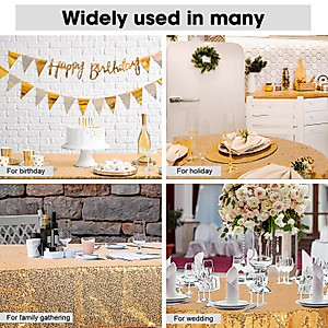 Moukeren 10 Pcs 50''x50'' Square Sequin Tablecloth Glitter Tablecloth Overlays Sequin Table Cover for Bridal Shower, Wedding Birthday, Wedding, Dessert, Banquet Decorations (Gold)