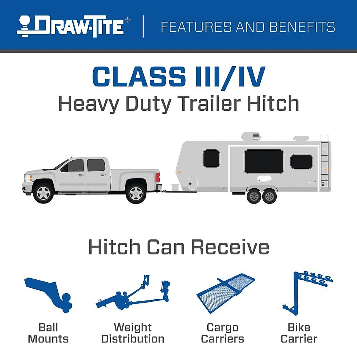 Draw-Tite 75600 Max-Frame Class III 2" Receiver Hitch , Black