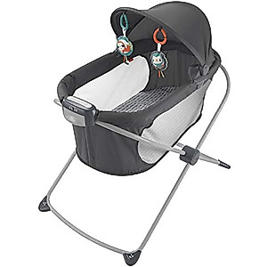 Fisher-Price Baby Crib Soothing View Projection Bassinet Portable Cradle with Lights Music Vibrations & Slim Fold, Pencil Strokes