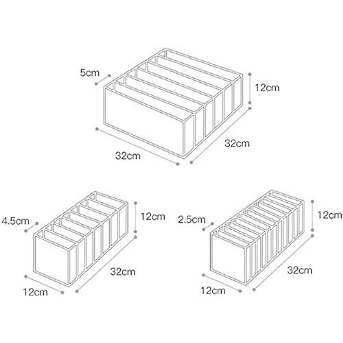 3 pack Underwear Organizer Drawer Divider , Home Foldable Underwear Socks Closet Storage Box (Gary)