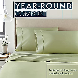 HC COLLECTION 1800 Series Bedding Sheets & Pillowcases Bed Linen Set with 16 inch Deep Pockets, Queen, Sage