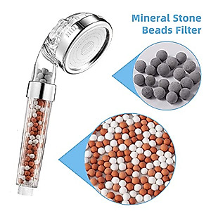 Filtration Stone Bead Balls for Filter Shower Head - Mineral Stone Beads for Purifying Water (Red Gray White)