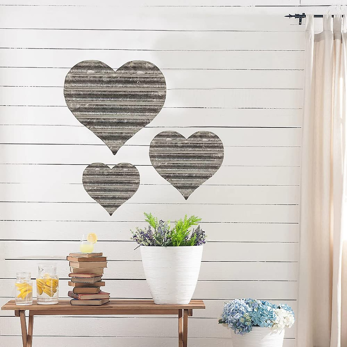 COLLECTIVE HOME - Metal Heart Wall Decor, Galvanized Steel Decorations, Rustic Hanging for Wedding Valentine‘s Day Party