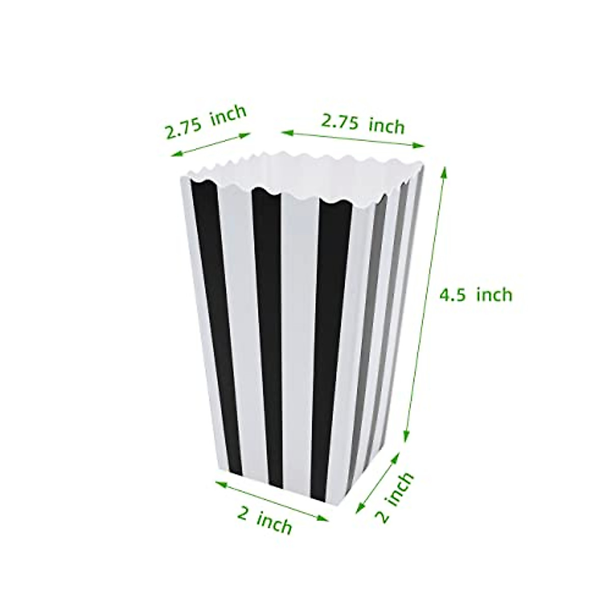 Jaojaopn 4.5 x 2.75 Mini Popcorn Boxes, Striped Popcorn Containers, Snack Container Set for Movie Night or Various Party Themes. 24 pcs(black and white)