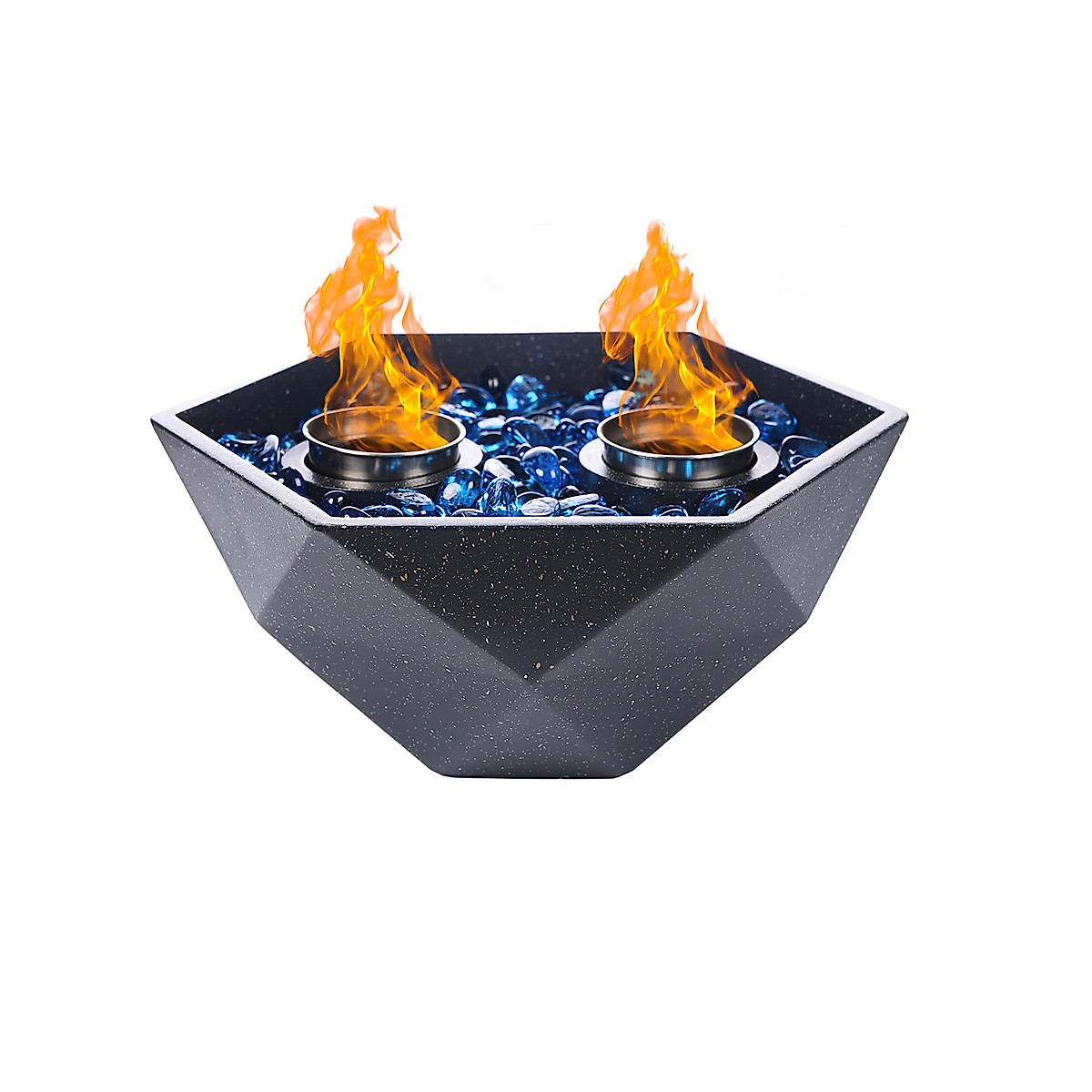Tomby Tabletop Fire Pit Bowl Fireplace Indoor Outdoor Can Be Used with Gel Fuel Bioethanol or Isopropyl Alcohol - Double Burning Cup