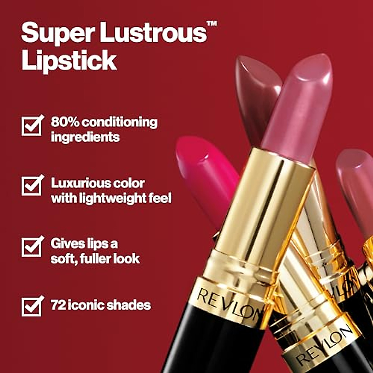 Revlon Super Lustrous Lipstick, High Impact Lipcolor with Moisturizing Creamy Formula, Infused with Vitamin E and Avocado Oil in Nude / Brown, Rose Velvet (130)