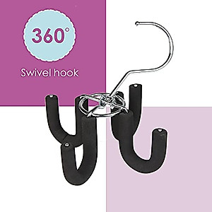 Sunbeam Sturdy 4-Hook Hanger, Swivels 360 Degrees, Ideal for Belt, Ties and Other Accessories, Chrome Plated Steel, Black