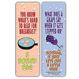 Creanoso Funny Food Jokes Puns Bookmarks (60-Pack) – Unique Stocking Stuffers Gifts for Boys & Girls, Unisex Adults – Cool Book Page Clippers Collection Set for Kids – Awesome Giveaways