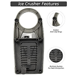 Electric Ice Crushers, Shaved Ice Maker, Portable Snow Cone Machine for Kitchen and Commercial, Silver