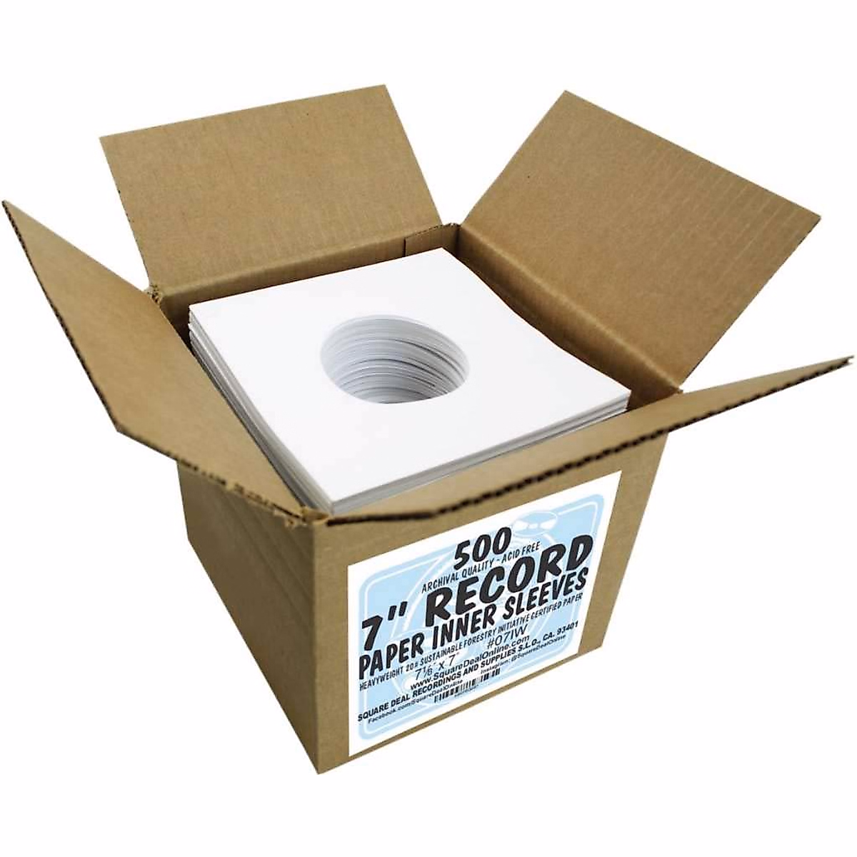 (500) Archival Quality Acid-Free Heavyweight Paper Inner Sleeves for 7" Vinyl Records #07IW