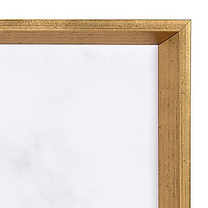 Kate and Laurel Calter Framed Decorative Magnetic Bulletin Board with Classic Glam Cararra Marble Design, 21.5x27.5, Gold