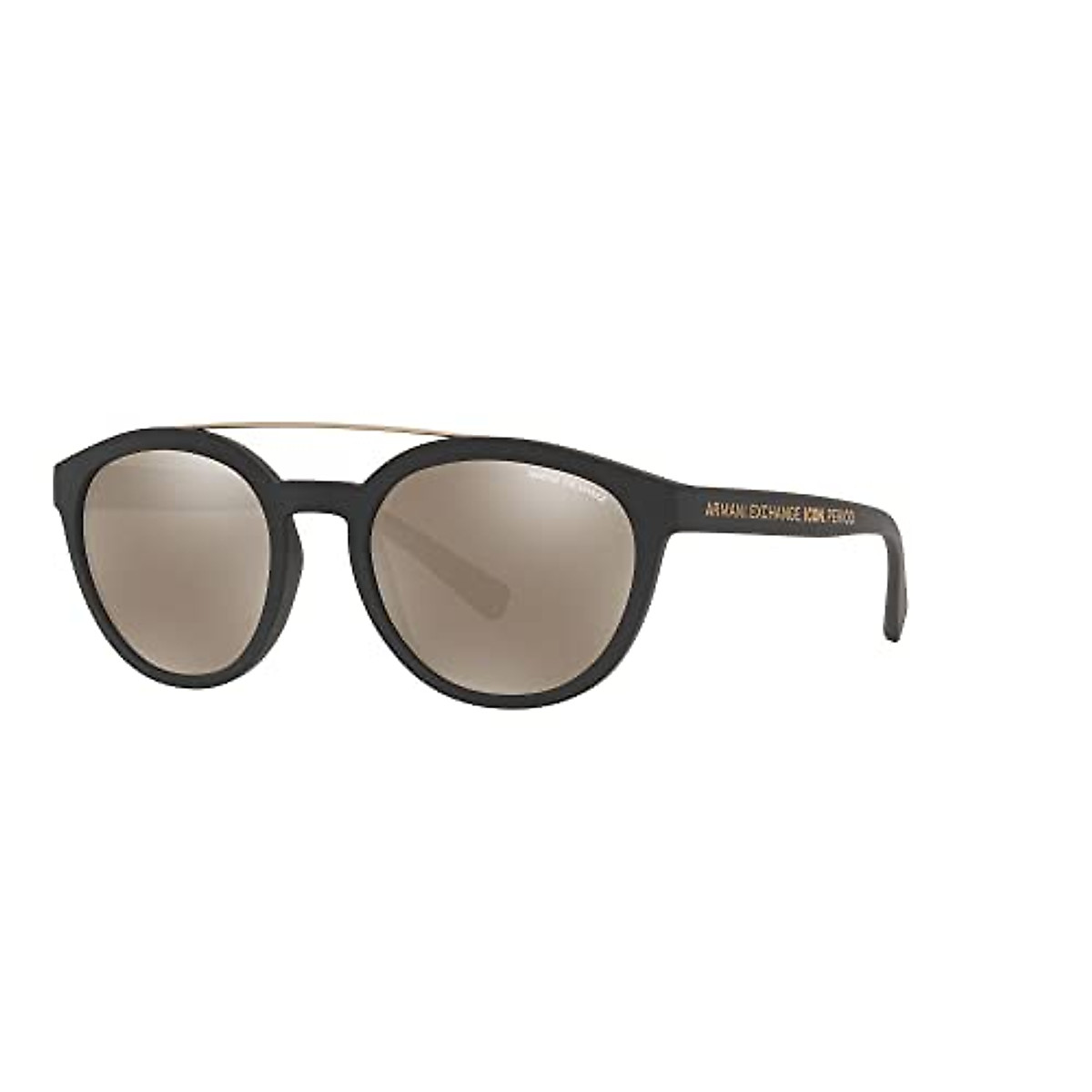 A|X ARMANI EXCHANGE AX4118S Round Sunglasses, Light Brown Mirrored Dark Gold, 54 mm