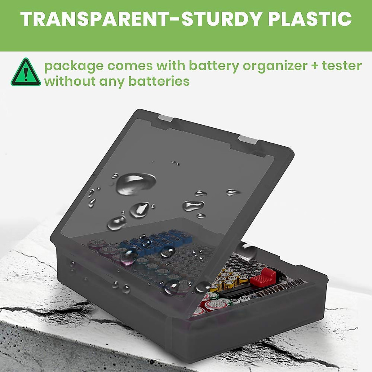 2 Pcs Battery Organizer Holder- Batteries Storage Containers Box Case with Tester Checker BT-168. Garage Organization Holds 225 Batteries AA AAA C D Cell 9V 3V Lithium LR44 CR2 CR1632 CR2032