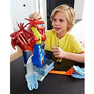 Hot Wheels Dragon Blast Play Set with Launcher for Heroic Action