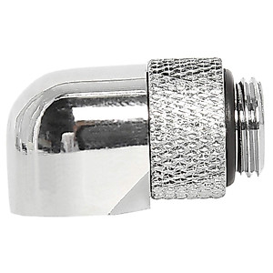 YaeCCC 4 Pack Nickel-Plated Brass Silver Chrome G 1/4" Male to Female 90 Degree Rotary Fitting Adapter for Computer Water Cooling System (4 PCS)