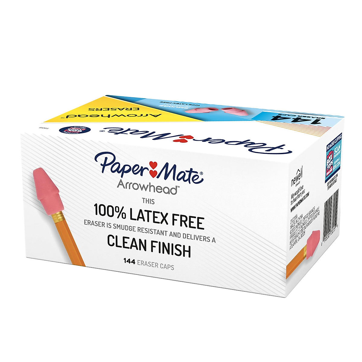 Paper Mate 73015 Arrowhead Pink Pearl Cap Erasers, 144 Count