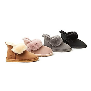 Dearfoams Women's Fireside Perth Genuine Shearling Indoor/Outdoor Water Resistant Foldover Boot