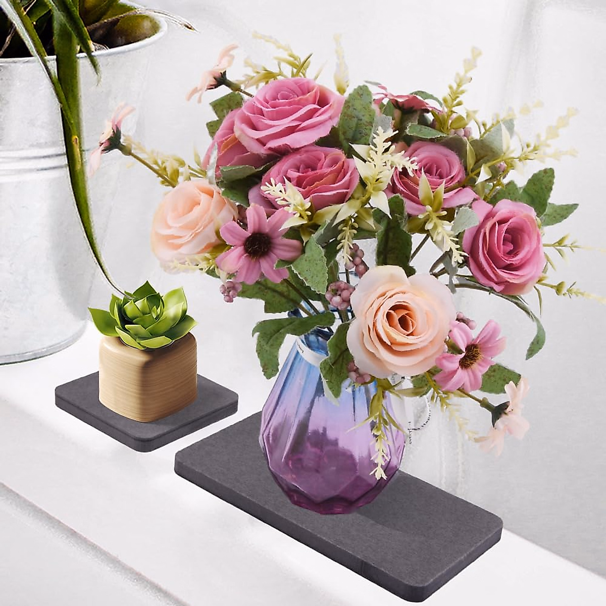 Set of 5 Water Absorbent Diatomite Coasters, Diatomaceous Earth Kitchen Soap Dish, Water Absorbing Stone for Hand Soaps & Cups & Drinks Bottles & Plants and Cosmetic Bottles