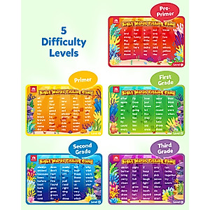 Coogam Wooden Magnetic Fishing Sight Words Game Learning Dolch Word Flashcards Montessori Educational Toy for Preschool 3 4 5 Year Old Kids