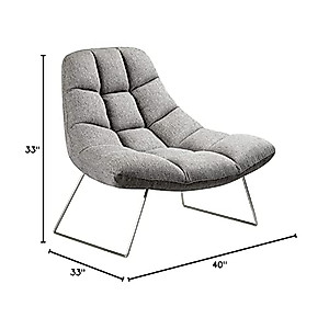 Adesso Bartlett, Accent Chair, Light Grey Soft Textured Fabric, Brushed steel leg frame