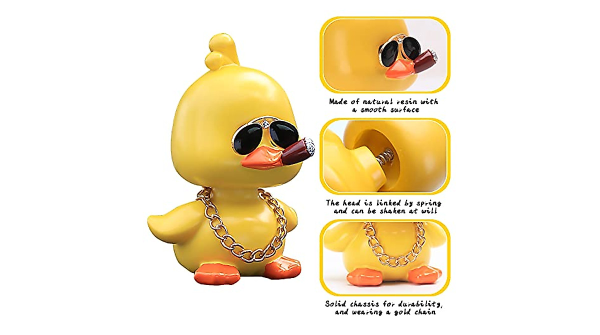 Cute Yellow Duck Car Ornament - Fun Dashboard Decoration