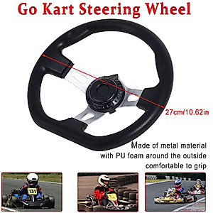 Wadoy Go Kart Brake Throttle Pedals with Automotive Steering Wheels, Upgrade 71" Cable with Return Springs Kit, Go Kart Accessories Go Kart Steering Kit