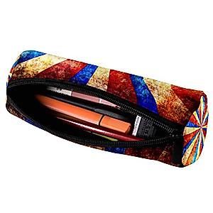 Stripes Grunge Pattern Pencil Bag Pen Case Stationary Case Pencil Pouch Desk Organizer Makeup Cosmetic Bag for School Office