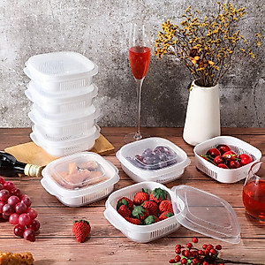 SiliFine 12 Pack Fruit Storage Containers for Fridge 5.9 Inches Berry Containers with Lids Removable Drain Colanders Fruit Washing and Storage Containers Keep Fruits Vegetables Fresh Longer